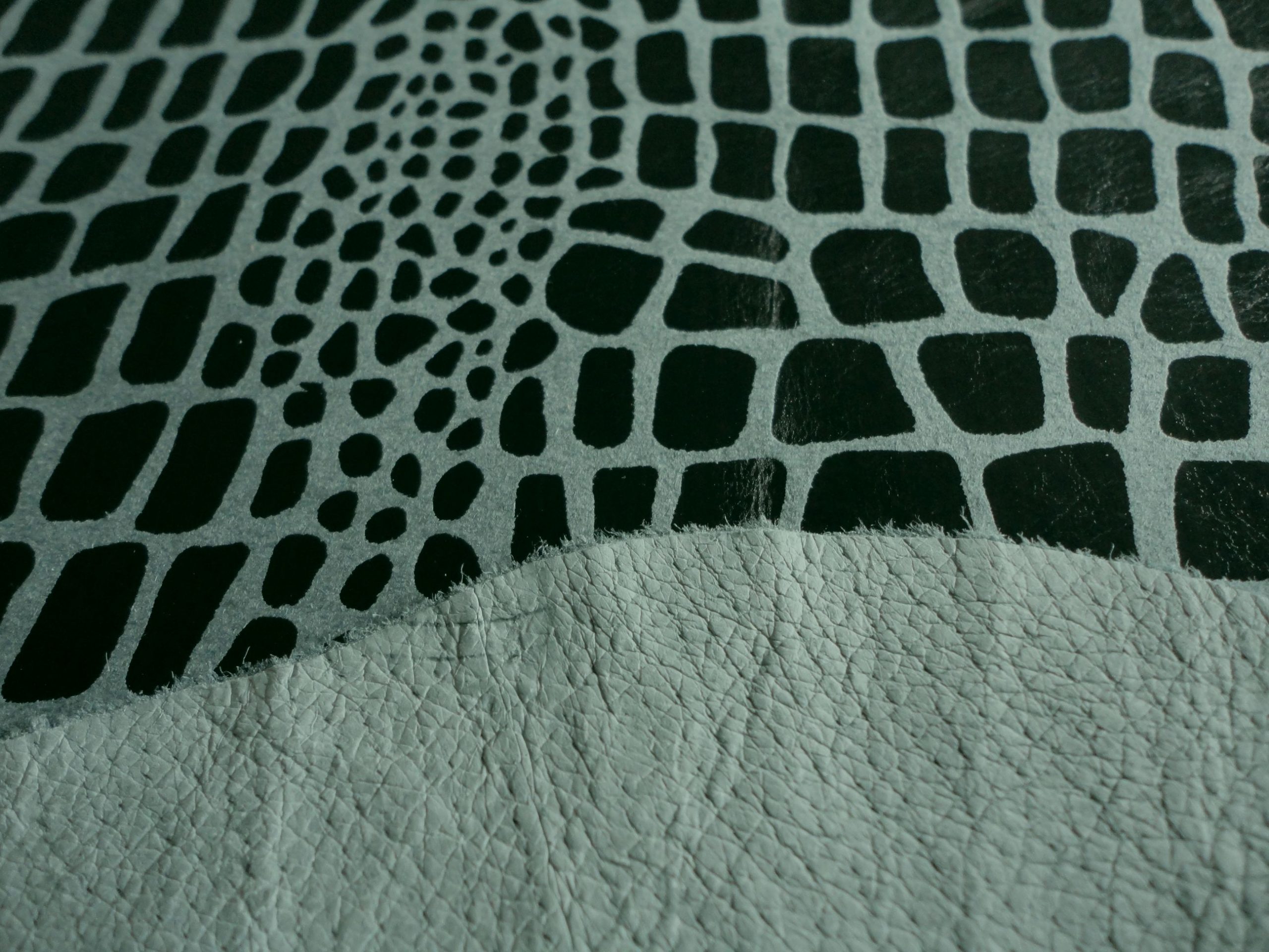 Black / Grey Mock Croc Effect leather – Sue's Leather